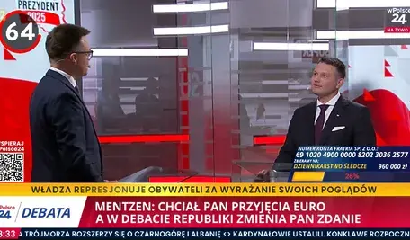Selfie na pogrzebie papieża? Podczas debaty „Super Expressu” Mentzen zakpił z Hołowni